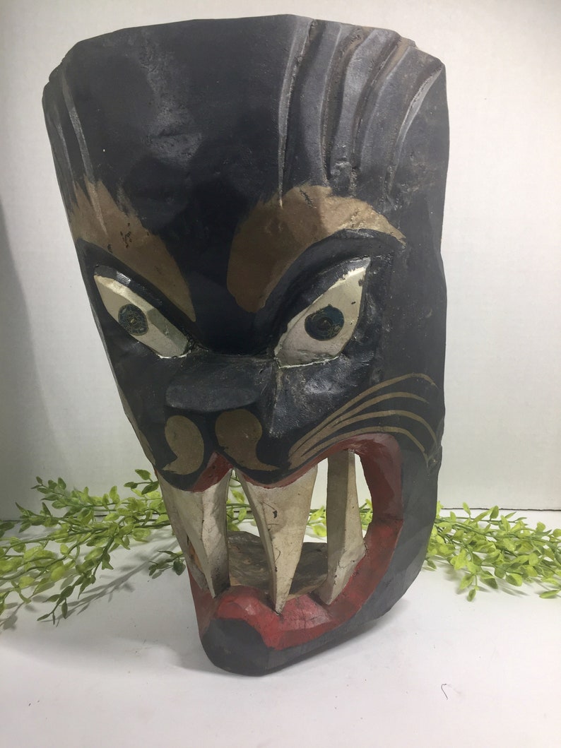 South East Asia Carved Animal Mask Large Teeth Vintage - Etsy