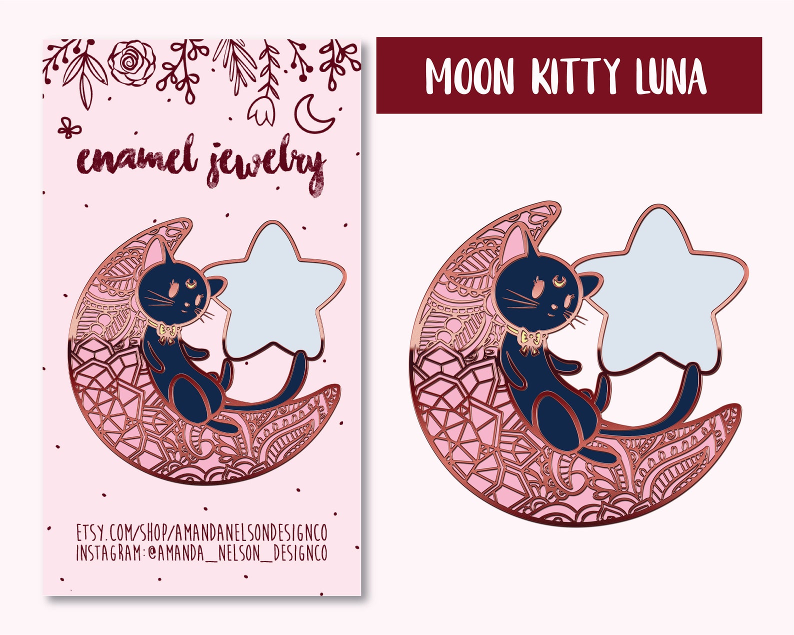 Moon Kitty Luna Hard Enamel Pin Luna Enamel Pin Luna Pin - Etsy