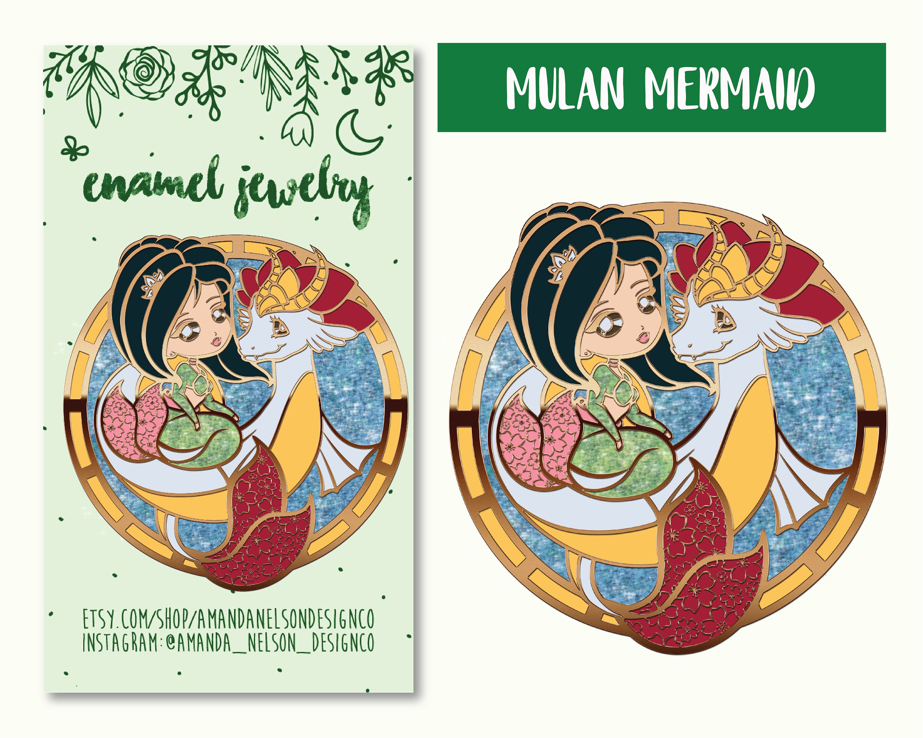Mulan Mermaid Pin Hard Enamel Pin Mermaid Pin Mulan Enamel - Etsy