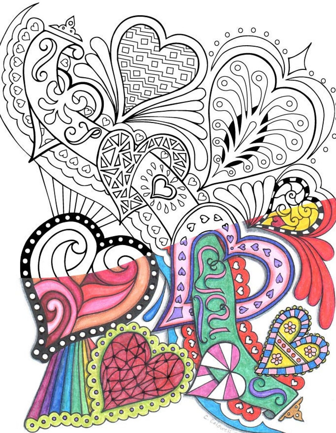 I "heart" You Coloring Page Instant Download - Etsy