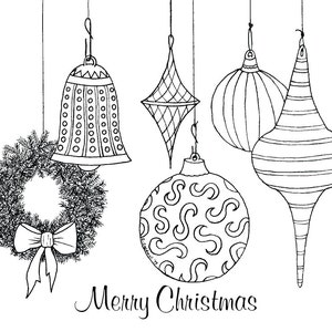 Customizable Christmas Ornaments 2 Holiday Greeting Card to Color ...