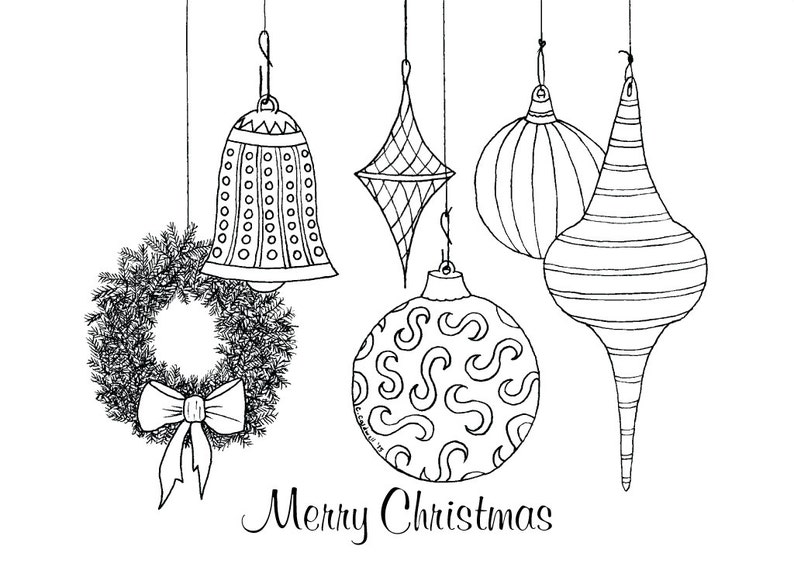 Customizable Christmas Ornaments (#2) Holiday Greeting Card to Color ...