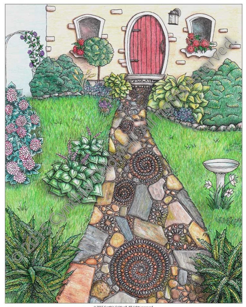 Cottage Path Coloring Page Instant Download - Etsy