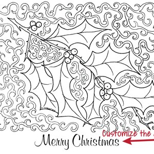 Customizable Christmas Holly Holiday Greeting Card to Color Instant ...