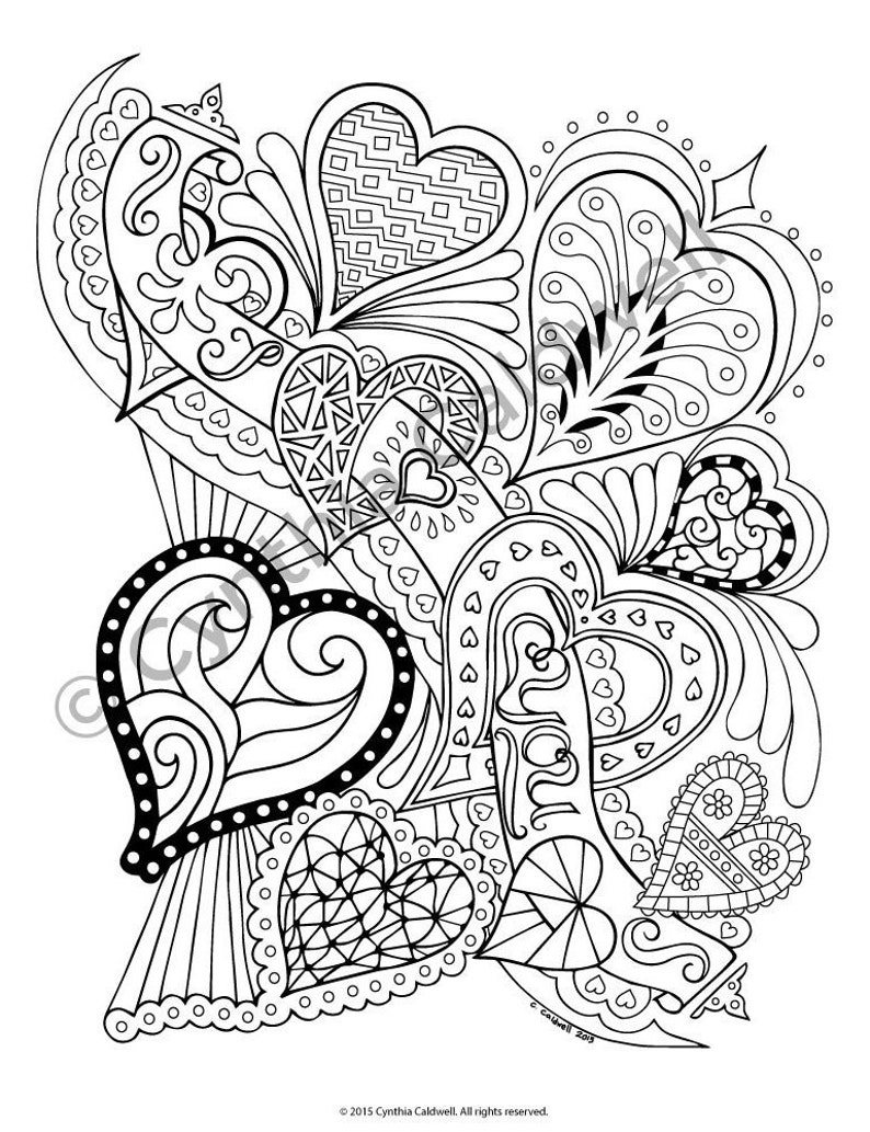 I "heart" You Coloring Page Instant Download - Etsy