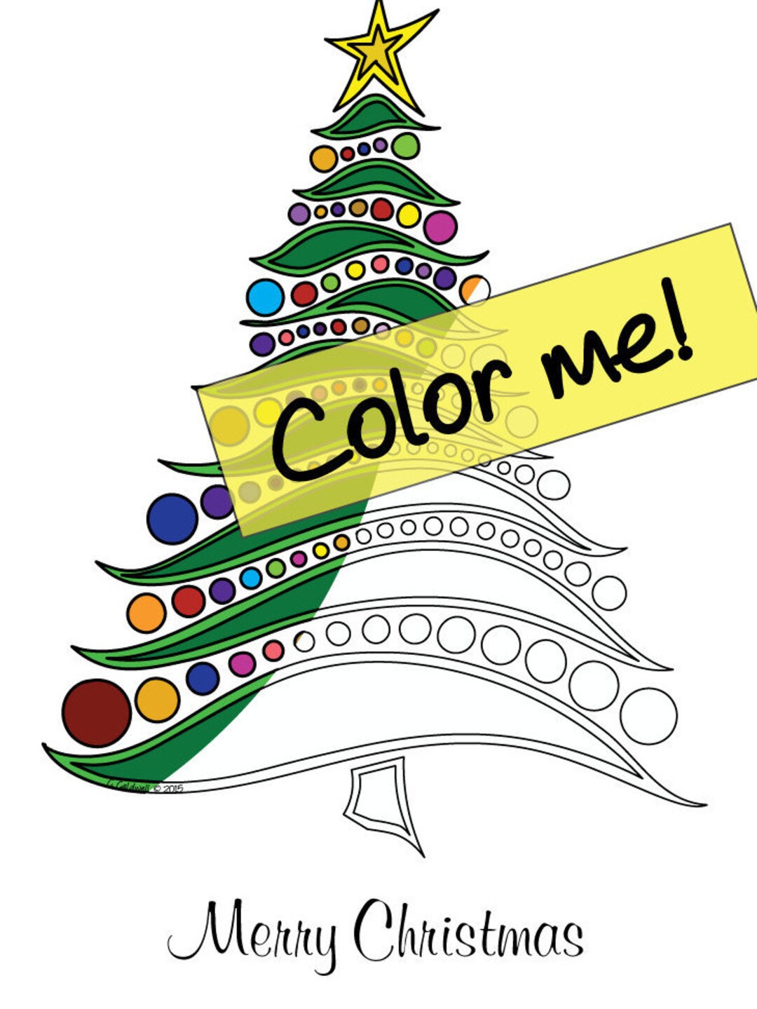Customizable Christmas Tree Holiday Greeting Card to Color Instant ...