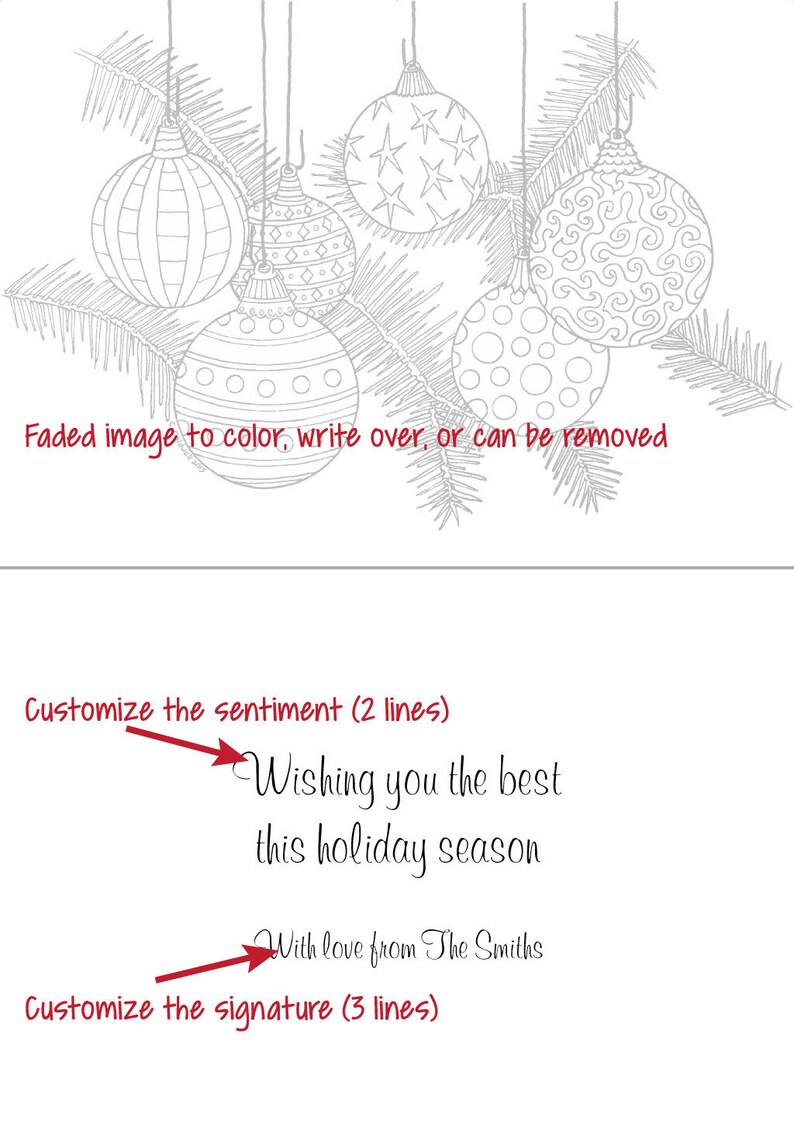 Customizable Christmas Ornaments (#1) Holiday Greeting Card to Color ...