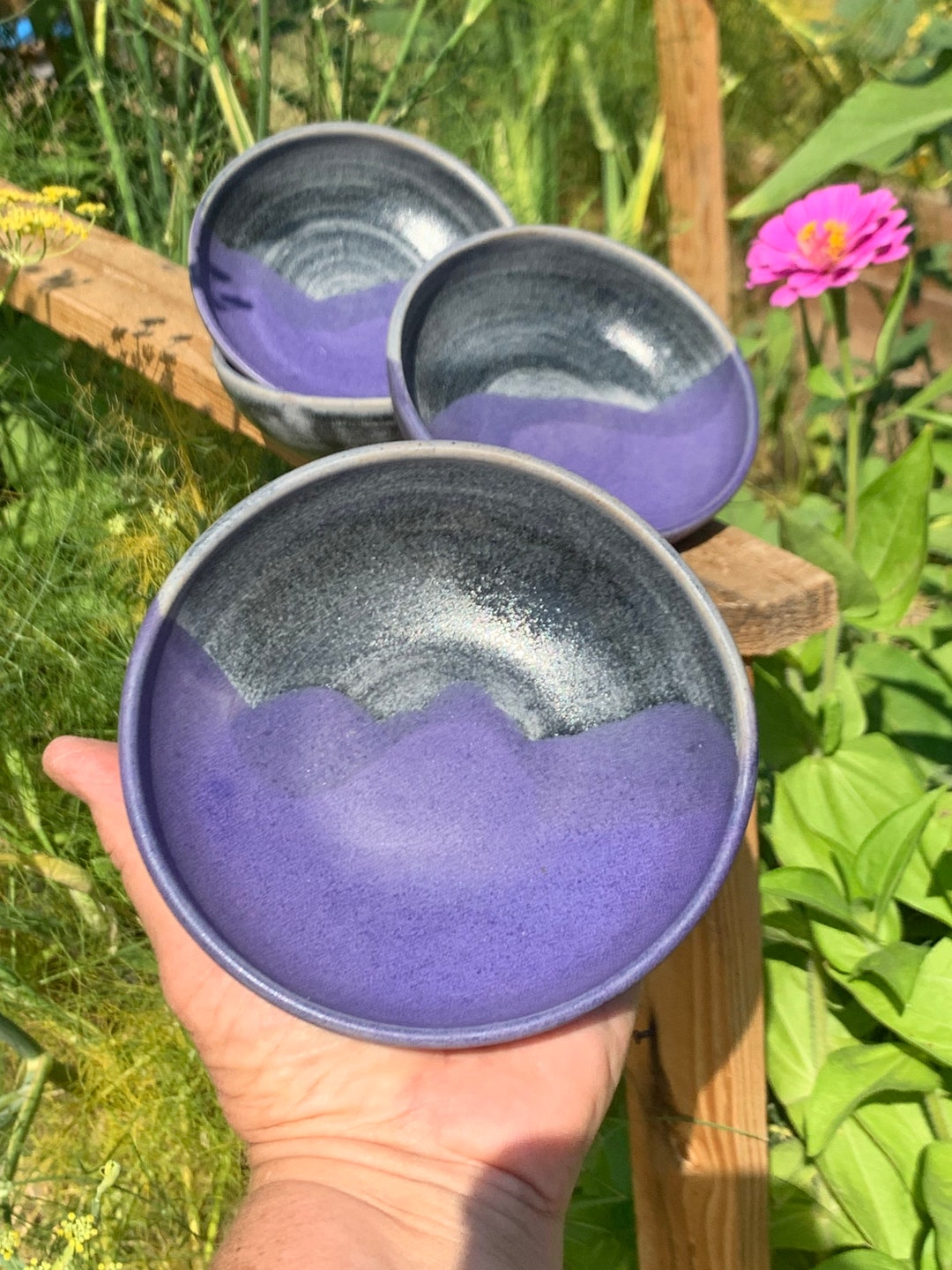 Purple Bowl Set Pottery Bowl Set of 2 Small Bowls Purple - Etsy