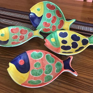 Ceramic Fish Plate Set, Mexican Fish Plate, Set of 4 Plates, Beach ...