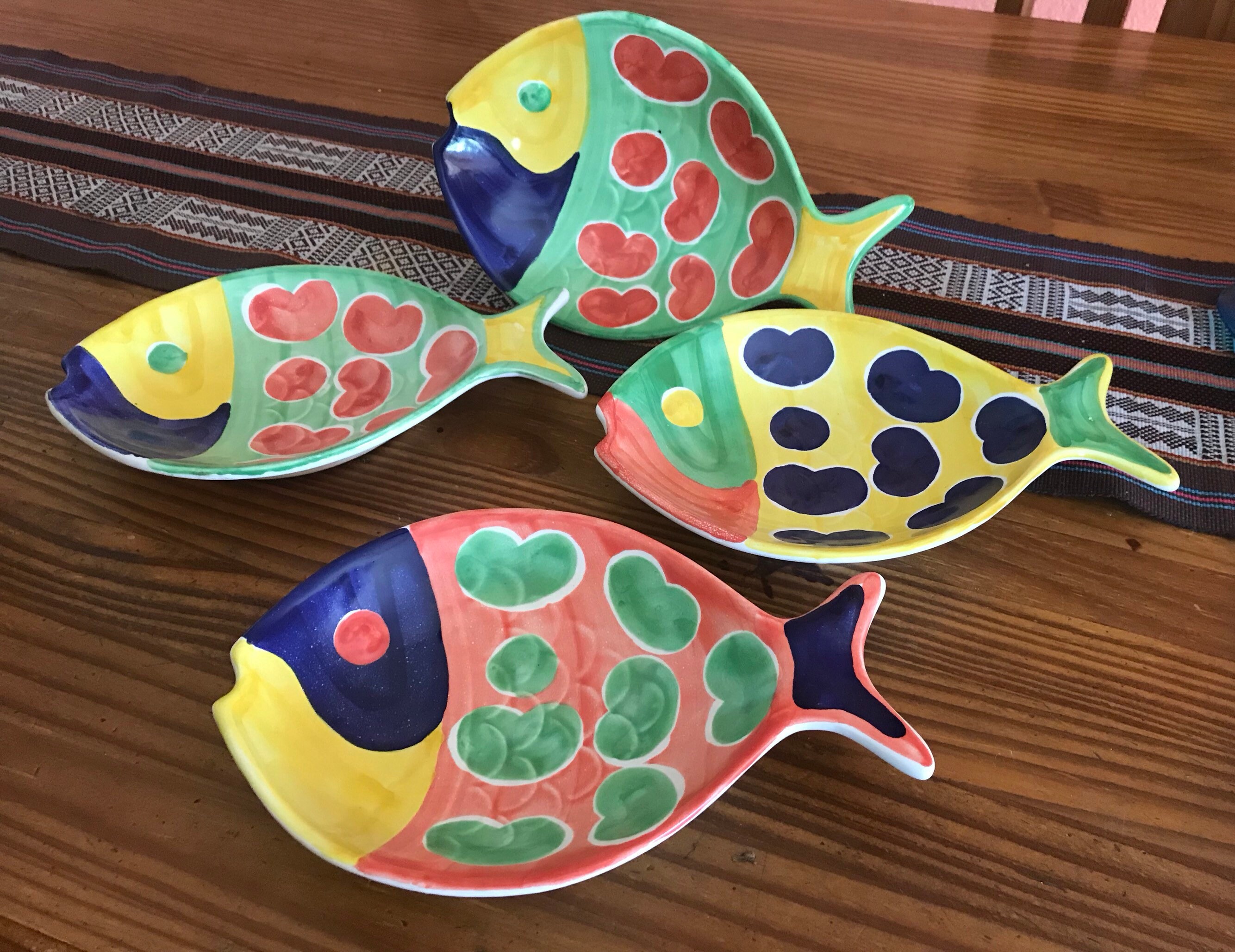 Ceramic Fish Plate Set Mexican Fish Plate Set of 4 Plates - Etsy Sweden