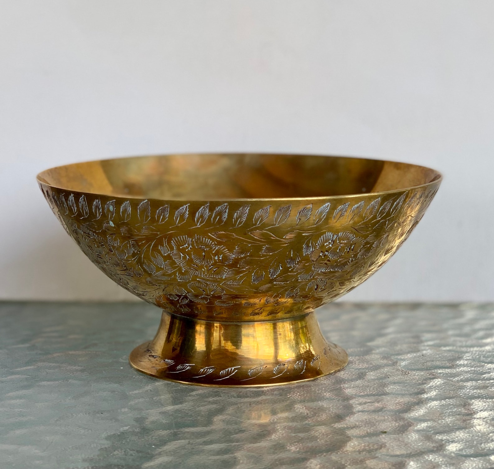 Indian Brass Bowl Vintage Brass Bowl India Etched Brass - Etsy
