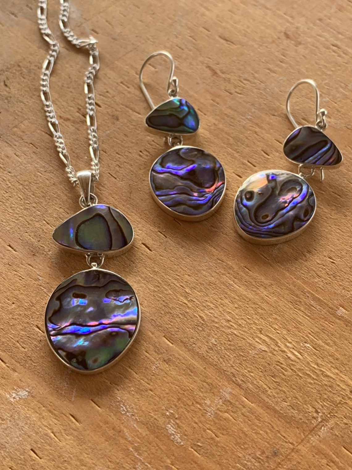 Abalone jewelry set albalone earrings abalone necklace | Etsy