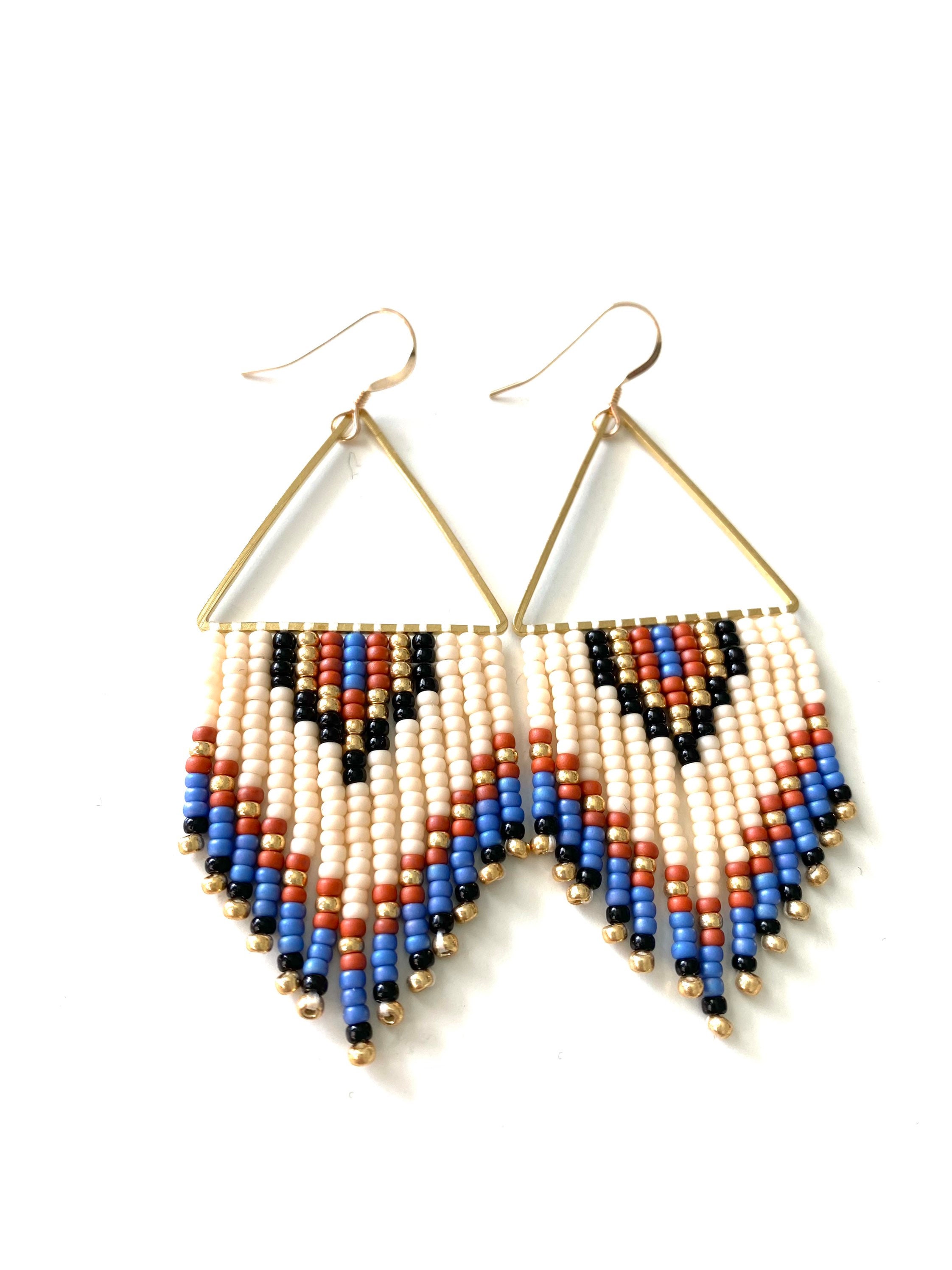 Large Indigenous Fringe Seed Bead Woven Jewelry Native - Etsy