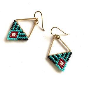 Tribal Triangle Earrings Hand Woven Beaded Earrings Indigenous Owned ...