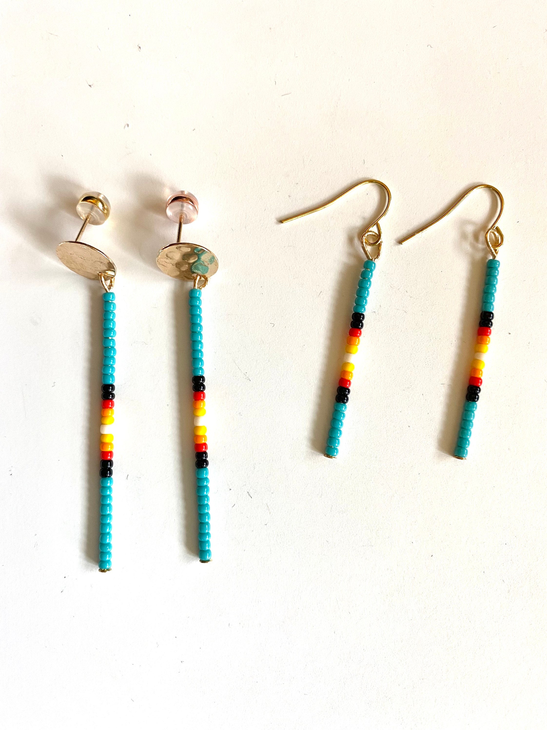 Minimalist Indigenous Style Drop Earrings Simple Beaded - Etsy