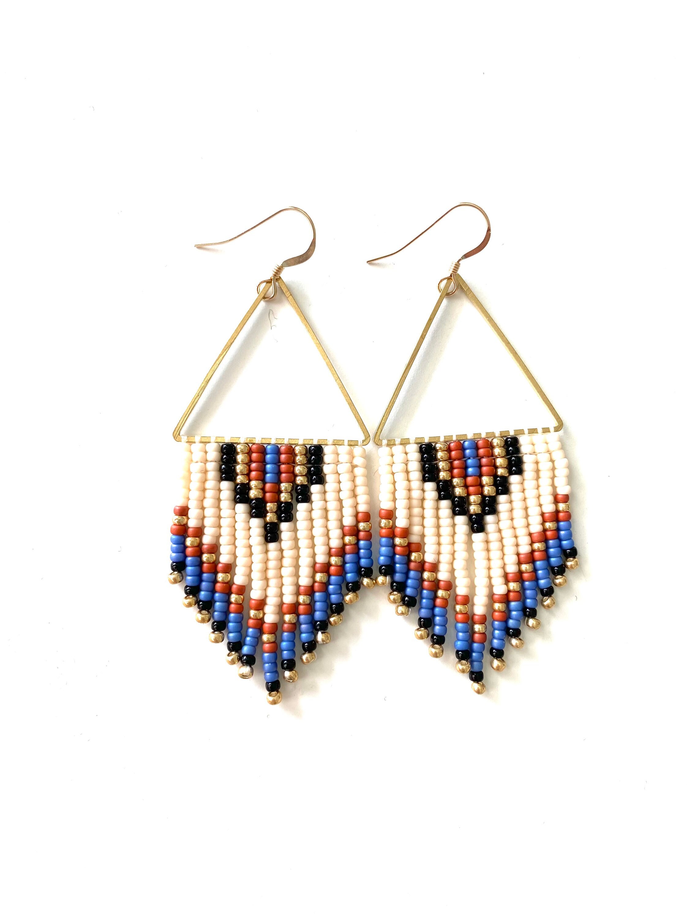 Large Indigenous Fringe Seed Bead Woven Jewelry Native - Etsy