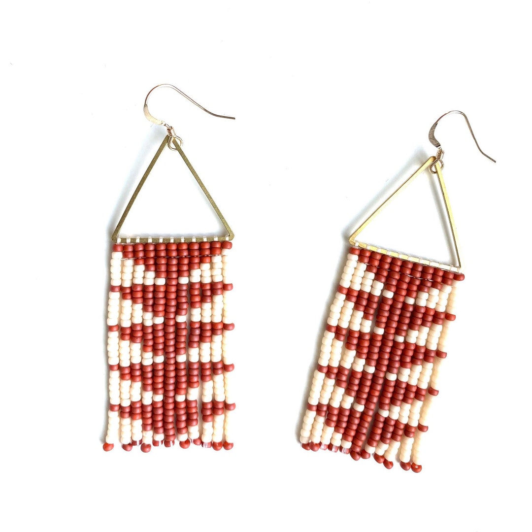 Sandstone Triangle Earrings Modern Beaded Jewelry Triangle Design Seed ...