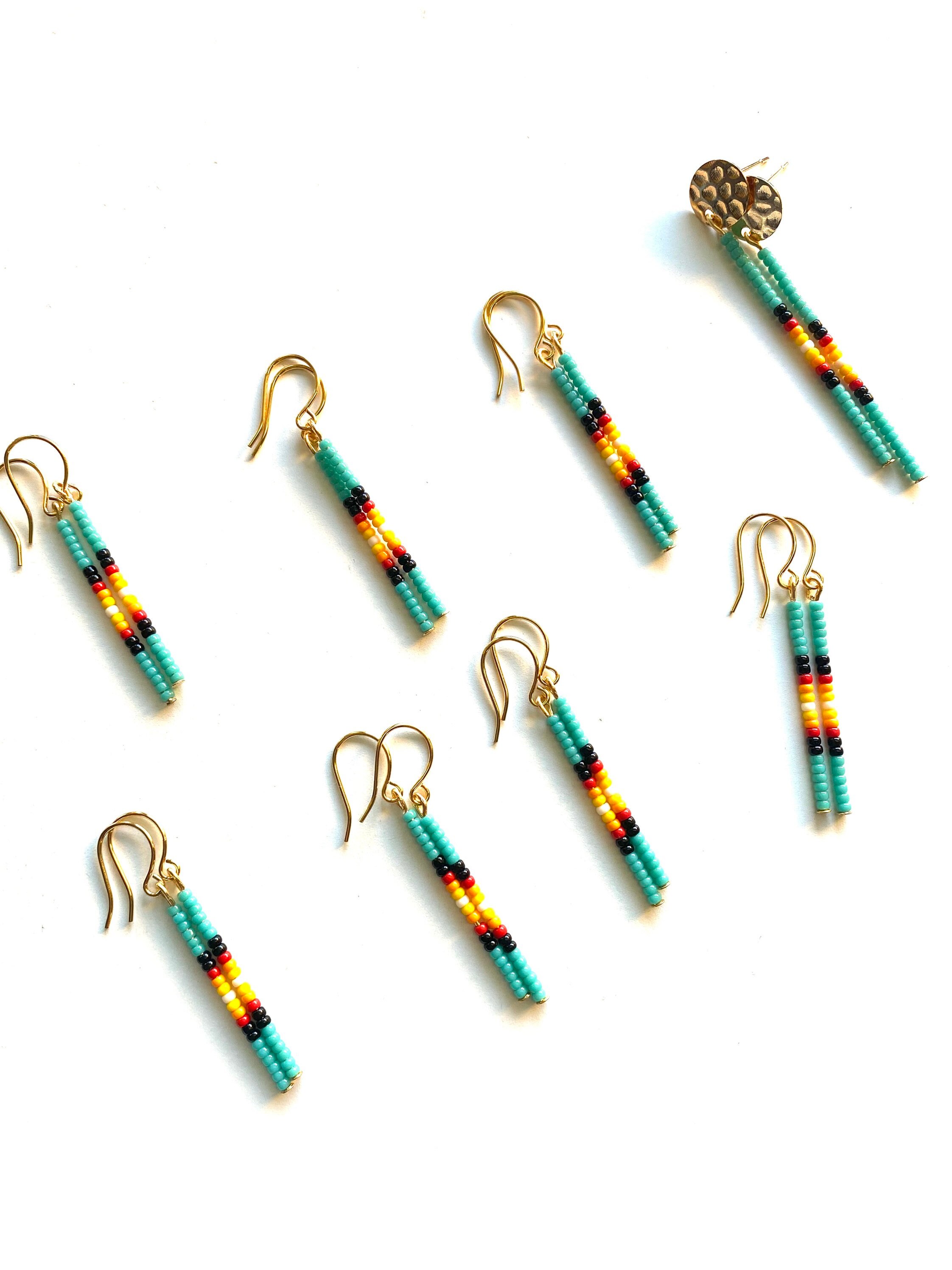 Minimalist Indigenous Style Drop Earrings Simple Beaded - Etsy