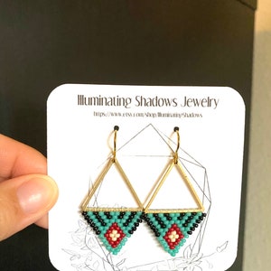 Tribal Triangle Earrings Hand Woven Beaded Earrings Indigenous Owned ...
