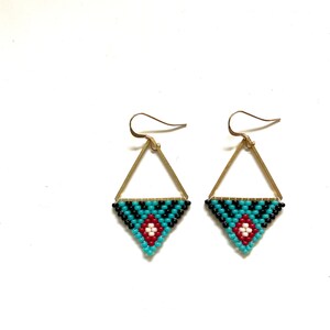 Tribal Triangle Earrings Hand Woven Beaded Earrings Indigenous Owned ...