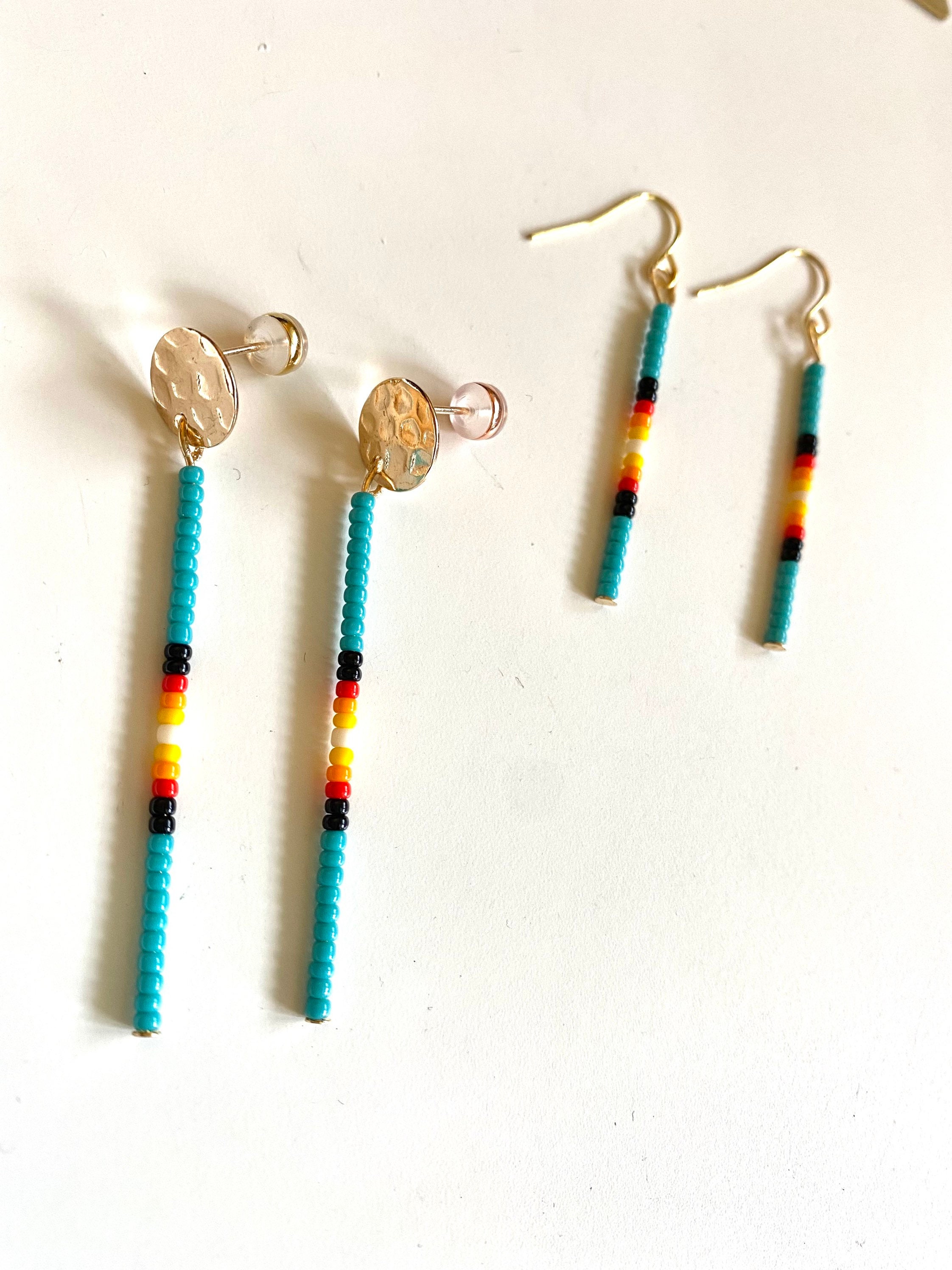 Minimalist Indigenous Style Drop Earrings Simple Beaded - Etsy