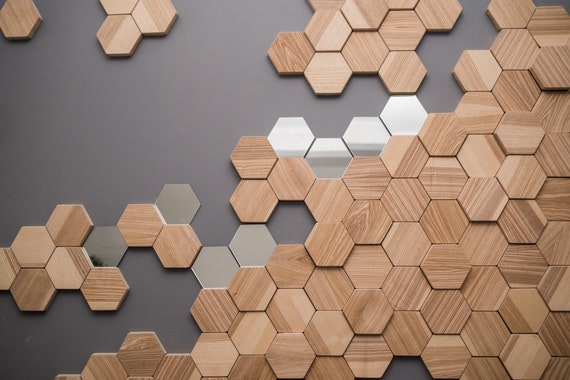 Hexagon Mirror Wall Panel Art Decor Unique Mosaic Modern - Etsy