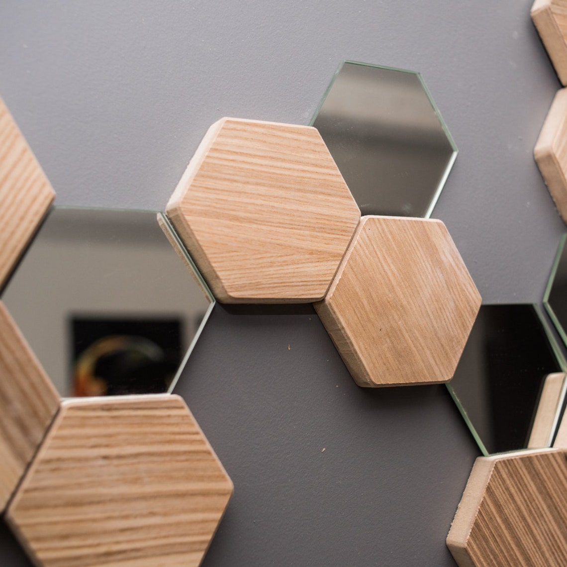 Hexagon Mirror Wall Panel Art Decor Unique Mosaic Modern - Etsy