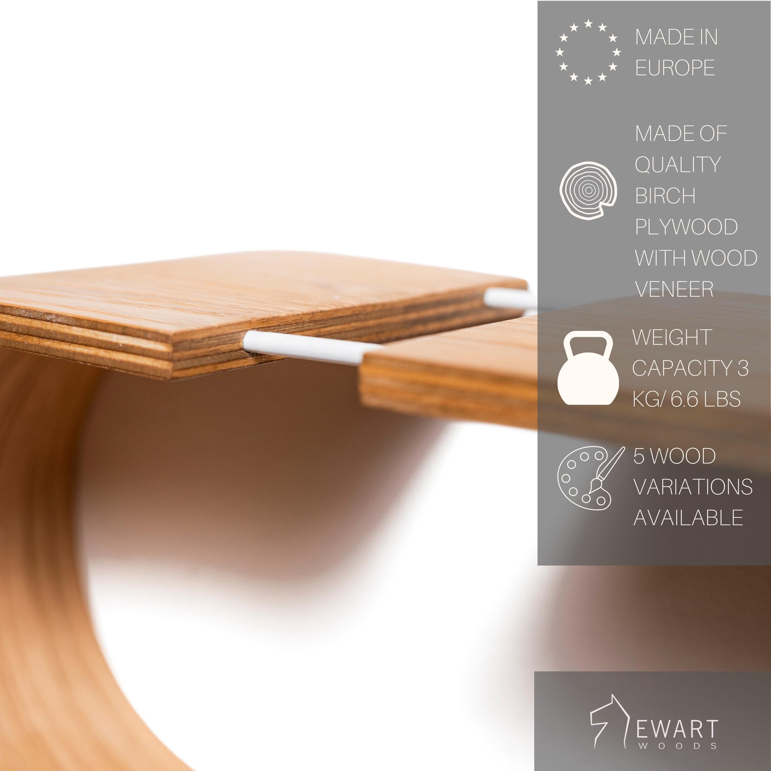 Floating Wall Mounted Oval Shelf From Wood, Decorative Geometric Wooden ...