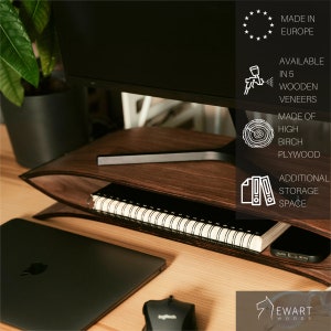 Wooden Monitor Stand for Desk, Computer Desktop Riser With Storage ...