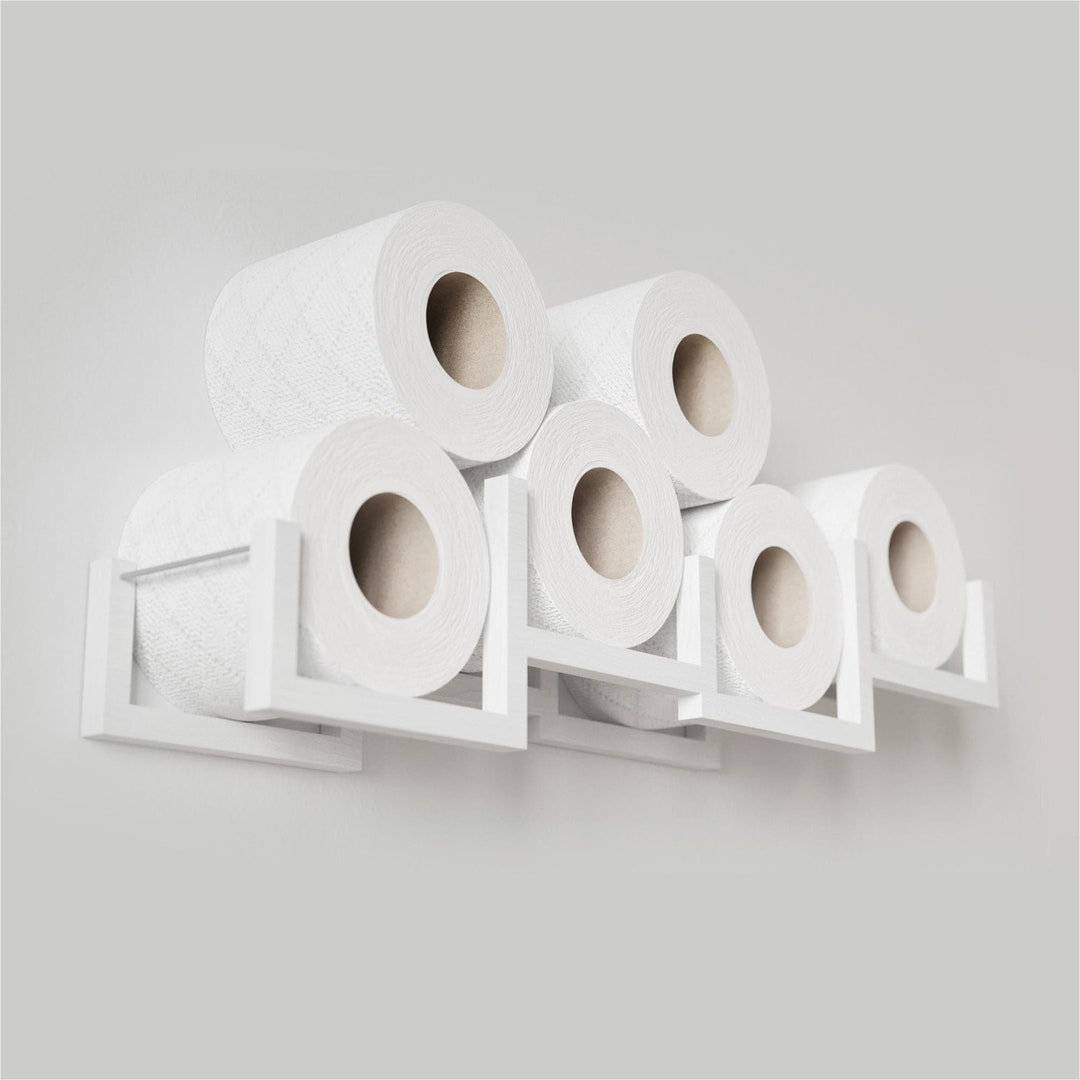 Wall Mount Toilet Paper Holder, Wood TP Floating Storage Shelf for ...