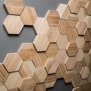 Wood Hexagon Wall Art Decor Geometric Panels Sculpture - Etsy