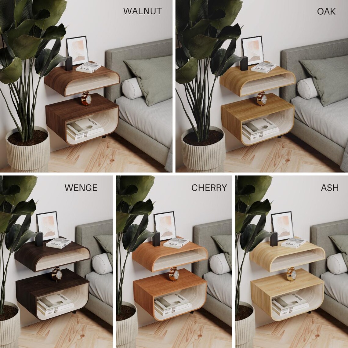 Floating Night Stand Set, Bedside Shelf Wall Mount, Bed Nightstand for ...