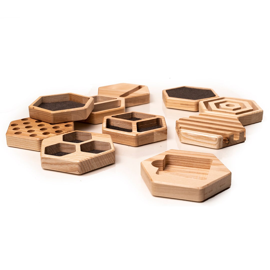 Home Office Desk Organizer Wooden Organization Hexagon Table Workplace ...