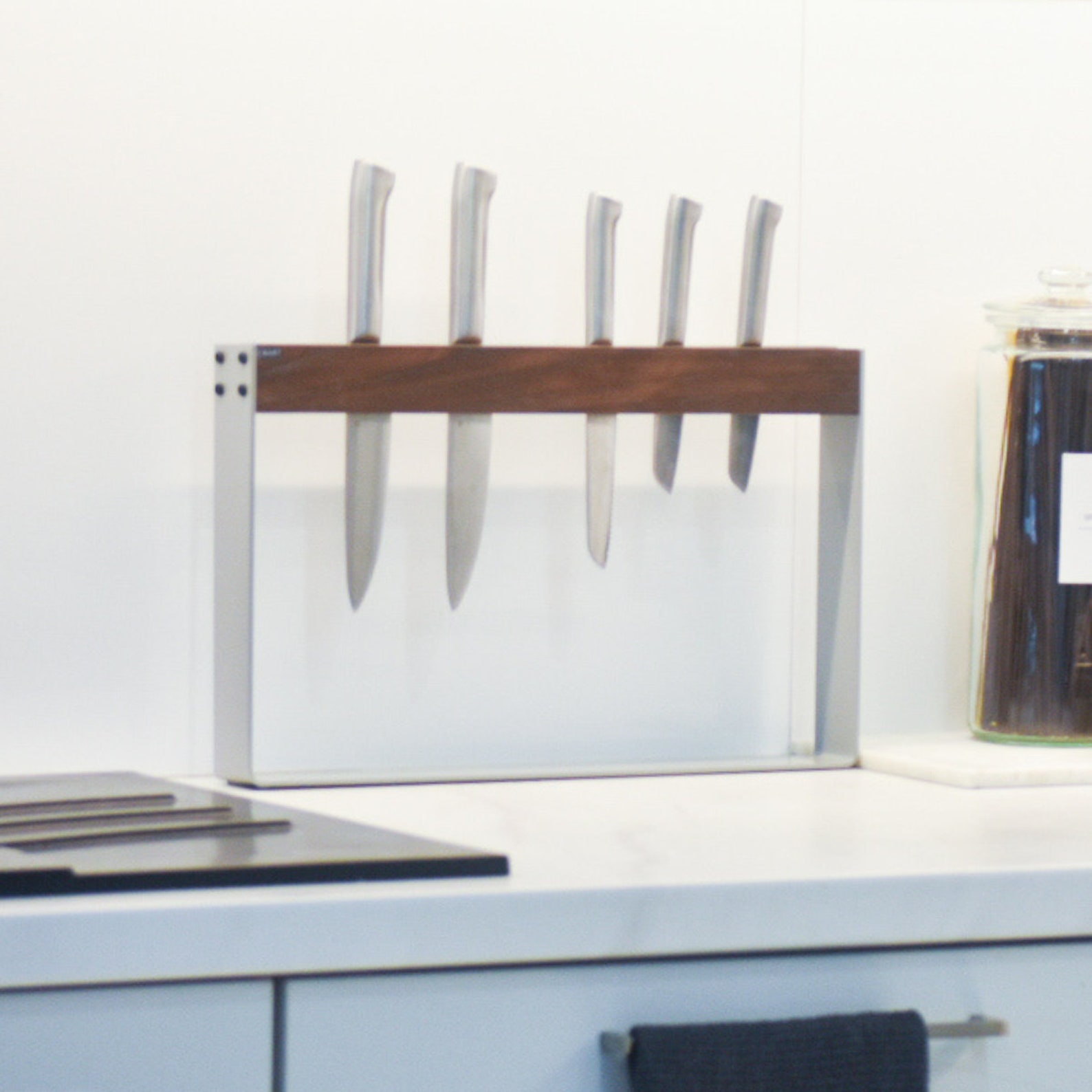 Knife Block, Unique Kitchen Holder Without Knives, Wooden Cutlery Rack ...