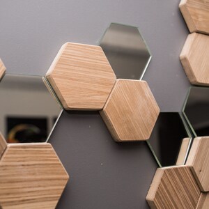 Hexagon Mirror Wall Panel Art Decor Unique Mosaic Modern | Etsy