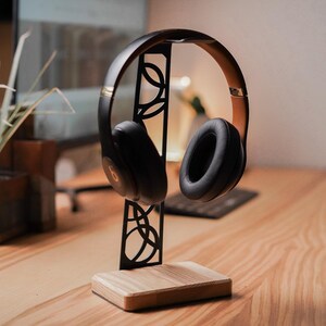 Wooden Headphone Stand Earphone Holder Unique Modern Metal Headphone ...