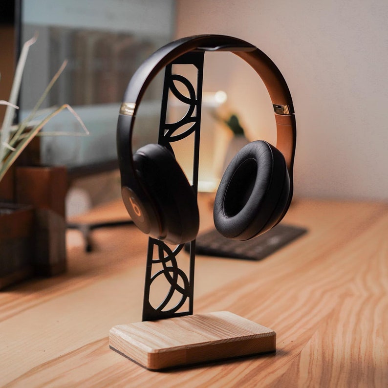 Wooden Headphone Stand Earphone Holder Unique Modern Metal | Etsy