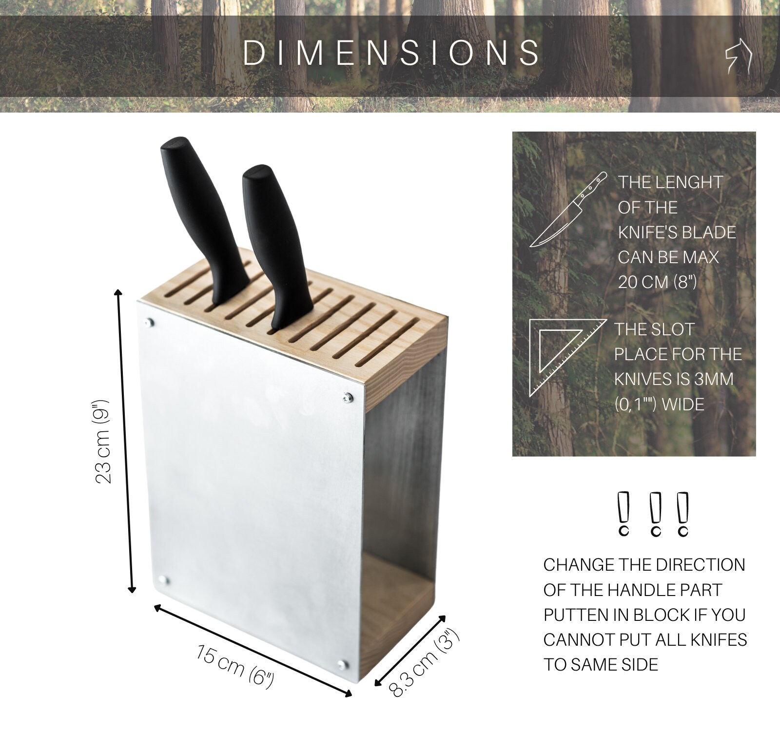 Knife Block Holder Rustic Rack Display Stand Designer Made of Rustic ...