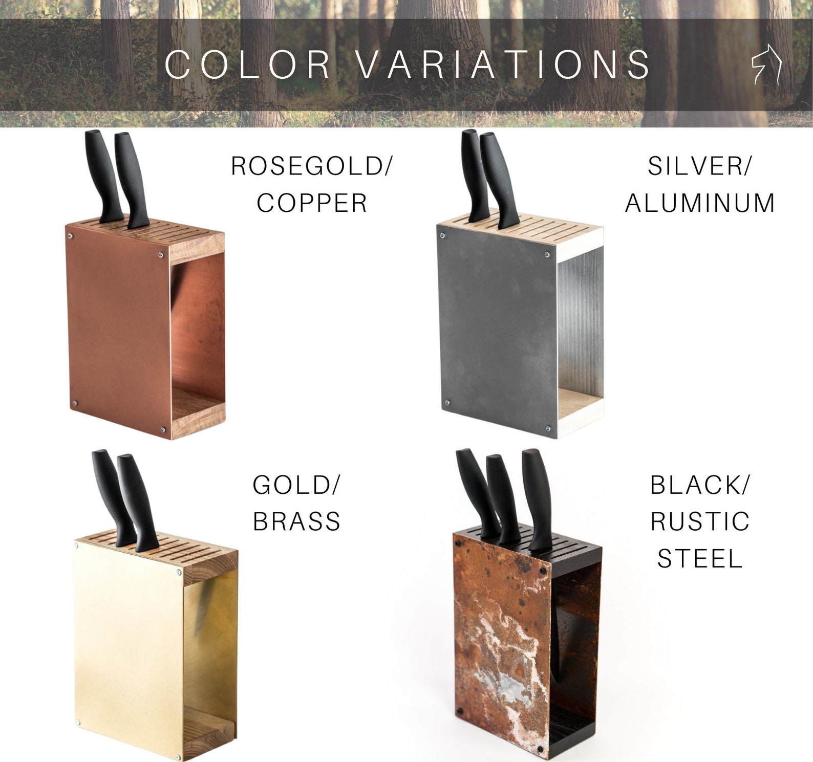 Knife Block Holder Standing Display Designer Made of Rustic - Etsy