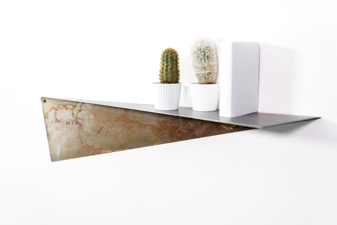 Floating Wall Shelf Metal Shelves Wall Mounted Rustic Geometric ...