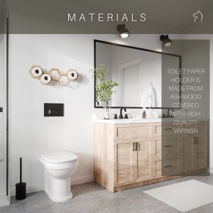 Wall Mount Toilet Paper Holder, Wood TP Floating Storage Shelf for ...