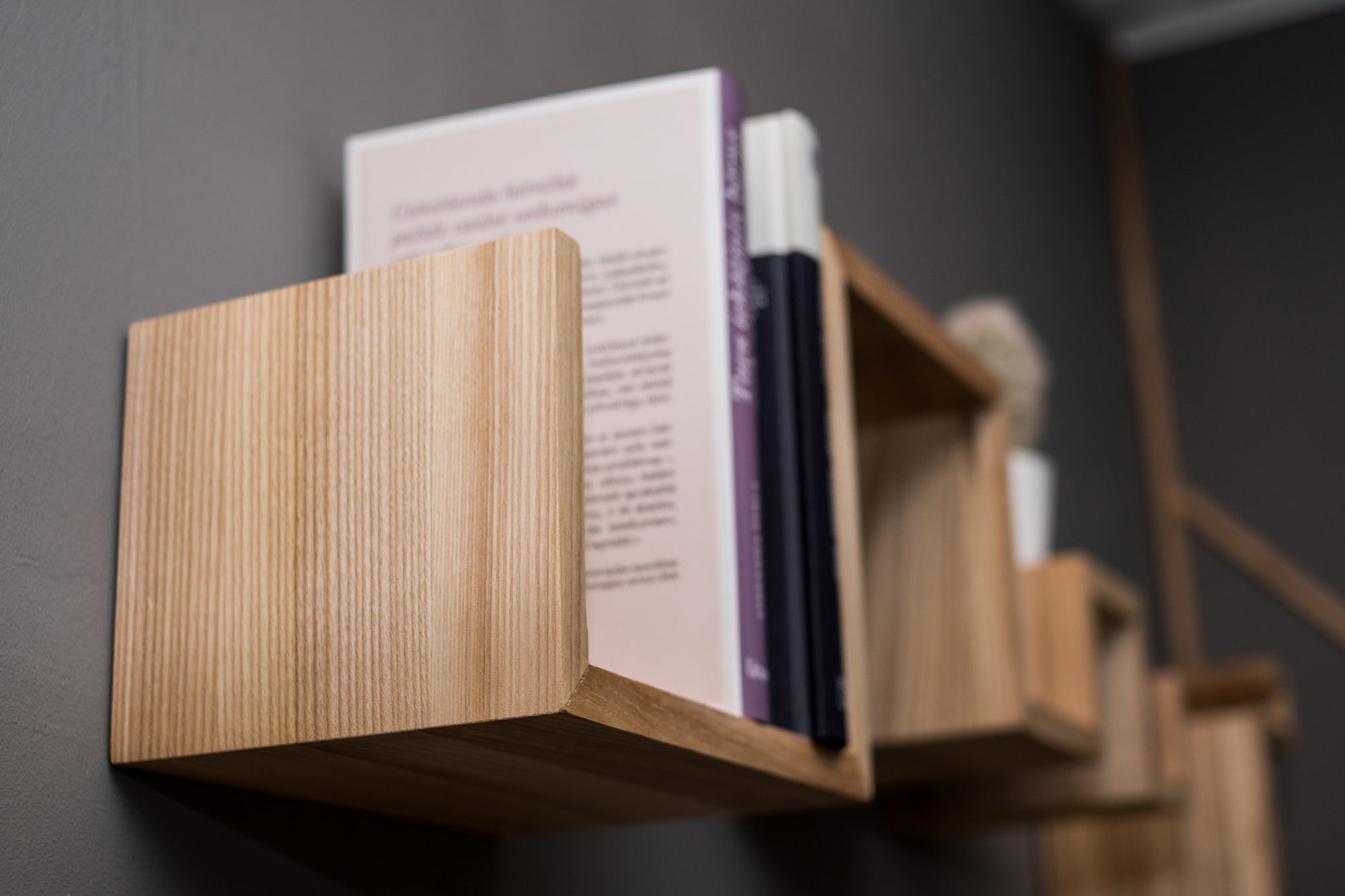 Floating Wall Shelf Wooden Hanging Geometric Book Wandregal Shelves ...