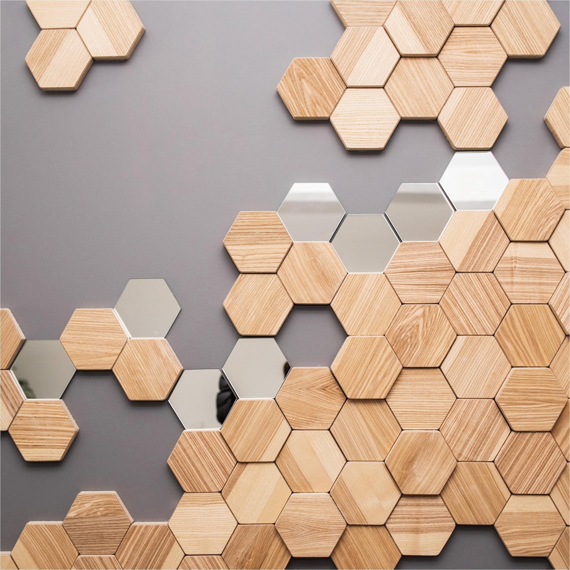 Wood Hexagon Wall Art Decor Geometric Panels Sculpture - Etsy