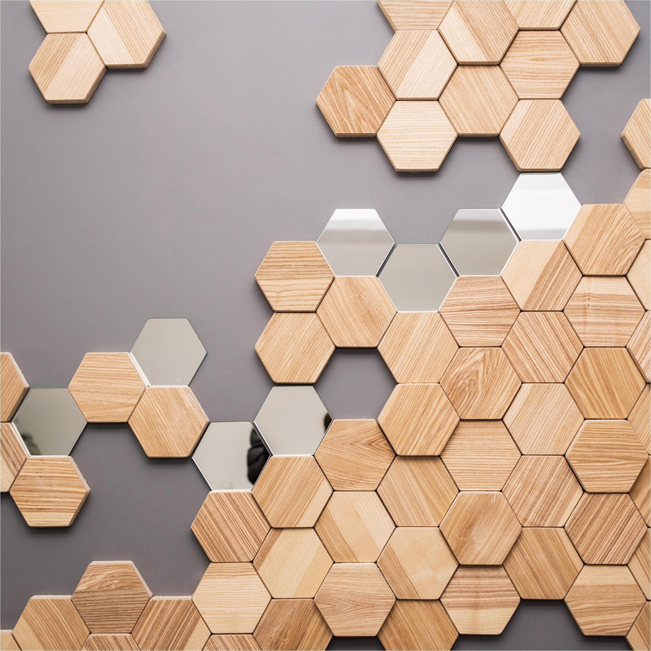 Wood Hexagon Wall Art Decor Geometric Panels Sculpture - Etsy