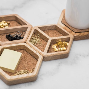 Wooden Hexagonal Desk Organizer, Workplace Table Organization - Etsy