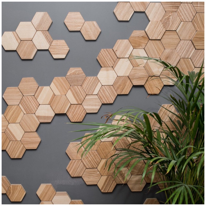 Wood Hexagon Wall Art Decor Geometric Panels Sculpture - Etsy