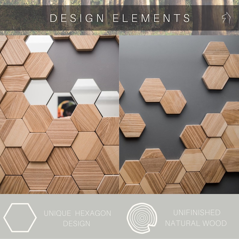 Wood Hexagon Wall Art Decor Geometric Panels Sculpture - Etsy