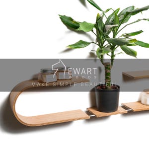 Floating Wall Mounted Oval Shelf From Wood, Decorative Geometric Wooden ...