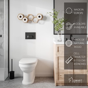 Wall Mount Toilet Paper Holder, Wood TP Floating Storage Shelf for ...