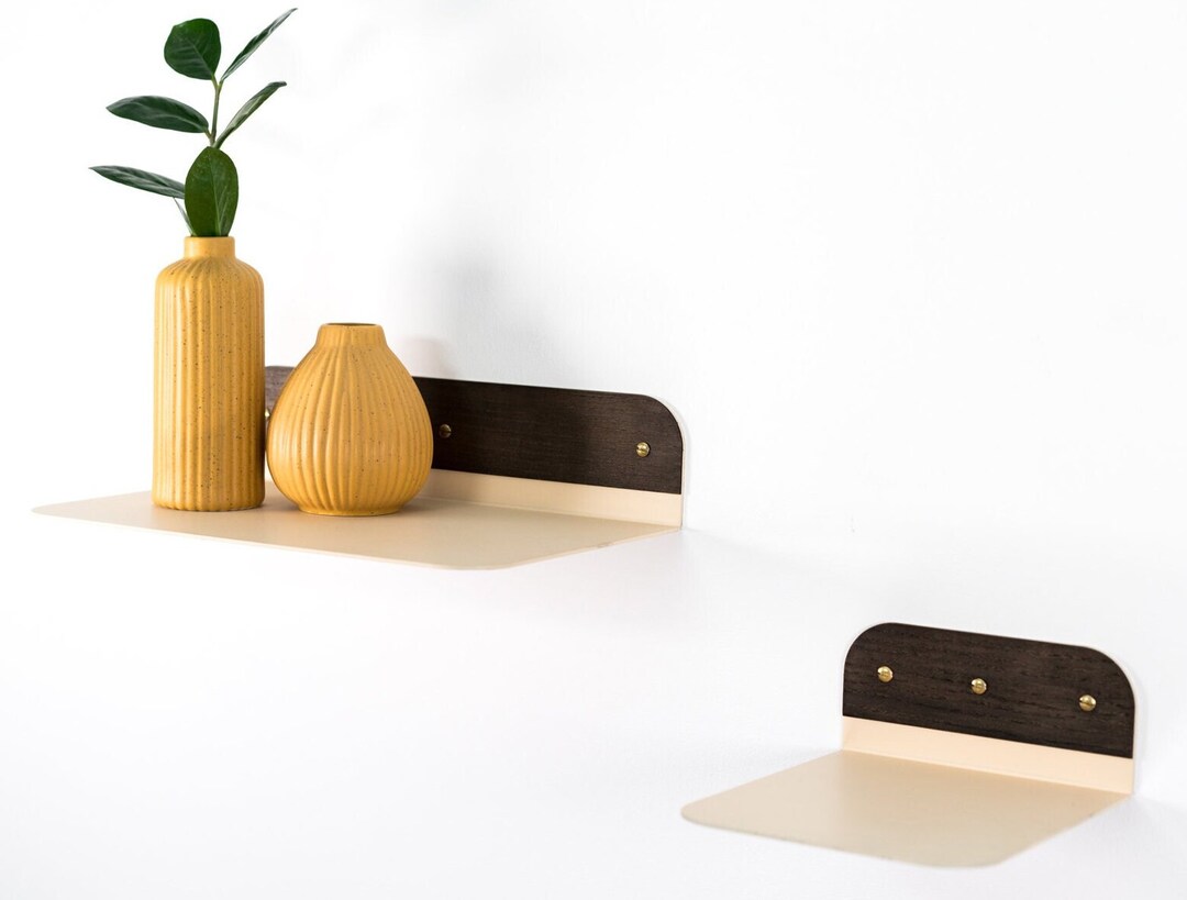 Metal Wall Shelf, Emerald Green White Beige Floating Metal Shelves ...